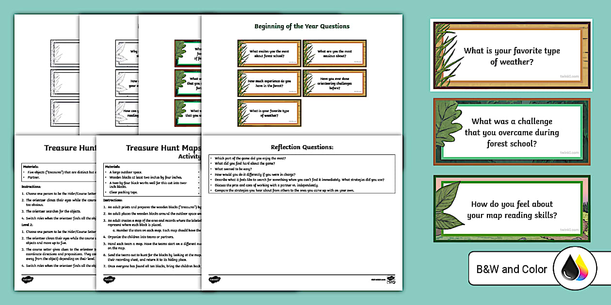 Treasure Hunt Maps and Orienteering Worksheet - Twinkl