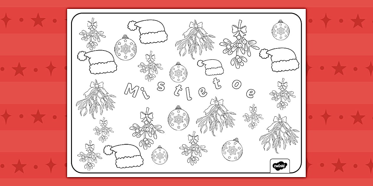 Mistletoe Doodle Colouring Page (teacher made) - Twinkl