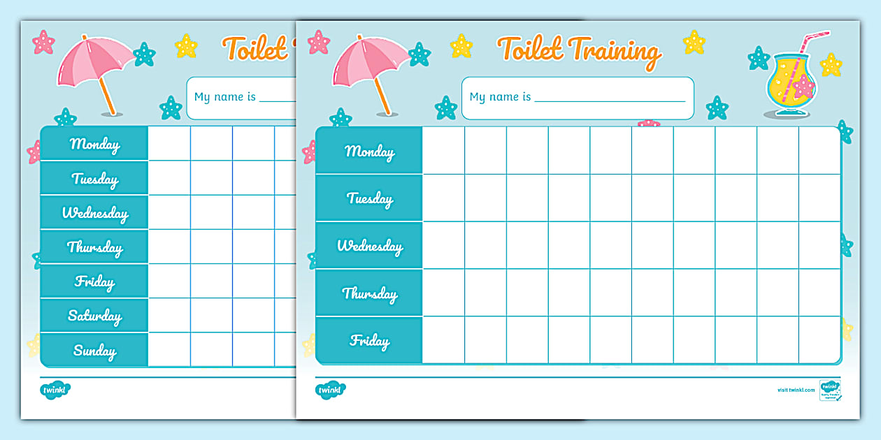 Summer Vibes Themed Toilet Training Reward Chart - Twinkl