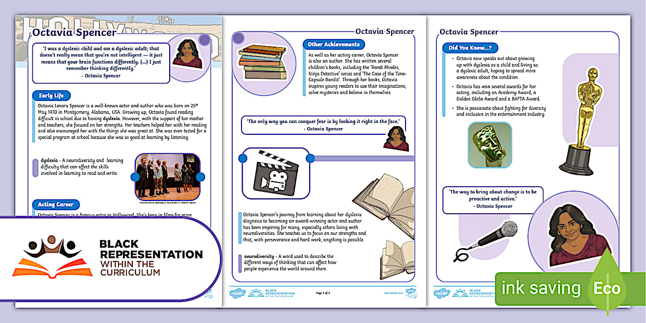 LKS2 Octavia Spencer Fact File (teacher made) - Twinkl