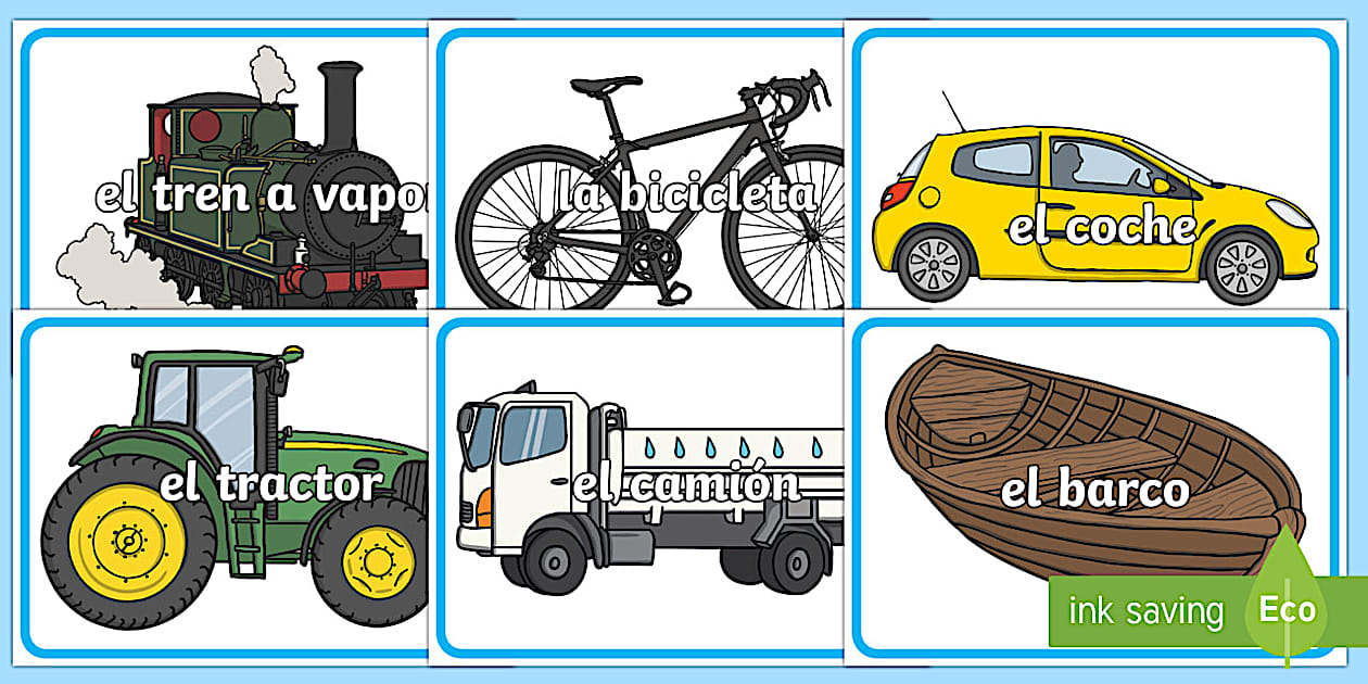 Transport Words on Images Spanish (teacher made) - Twinkl