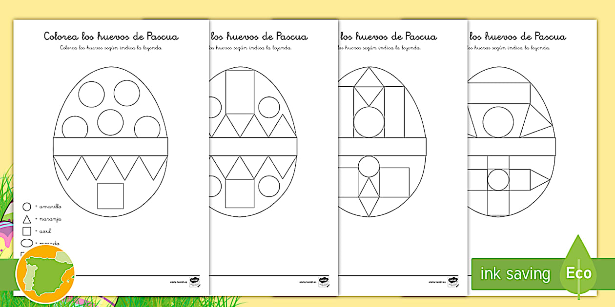 Ficha de actividad: Colorea los huevos de Pascua - Twinkl