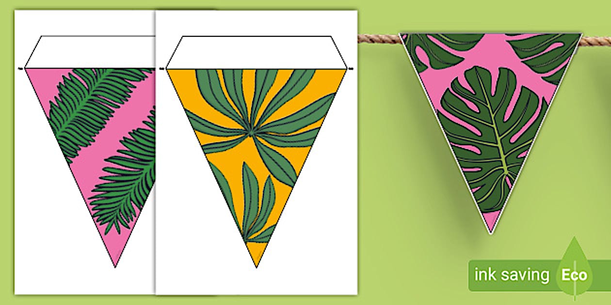 Editable Jungle Leaf Bunting For Decoration (teacher made)