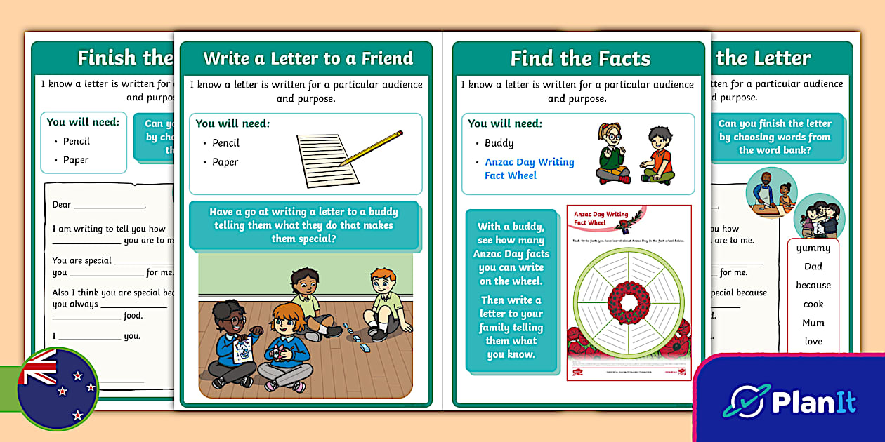 Phase 1 Writing: Anzac Day Letter Writing Challenge Cards