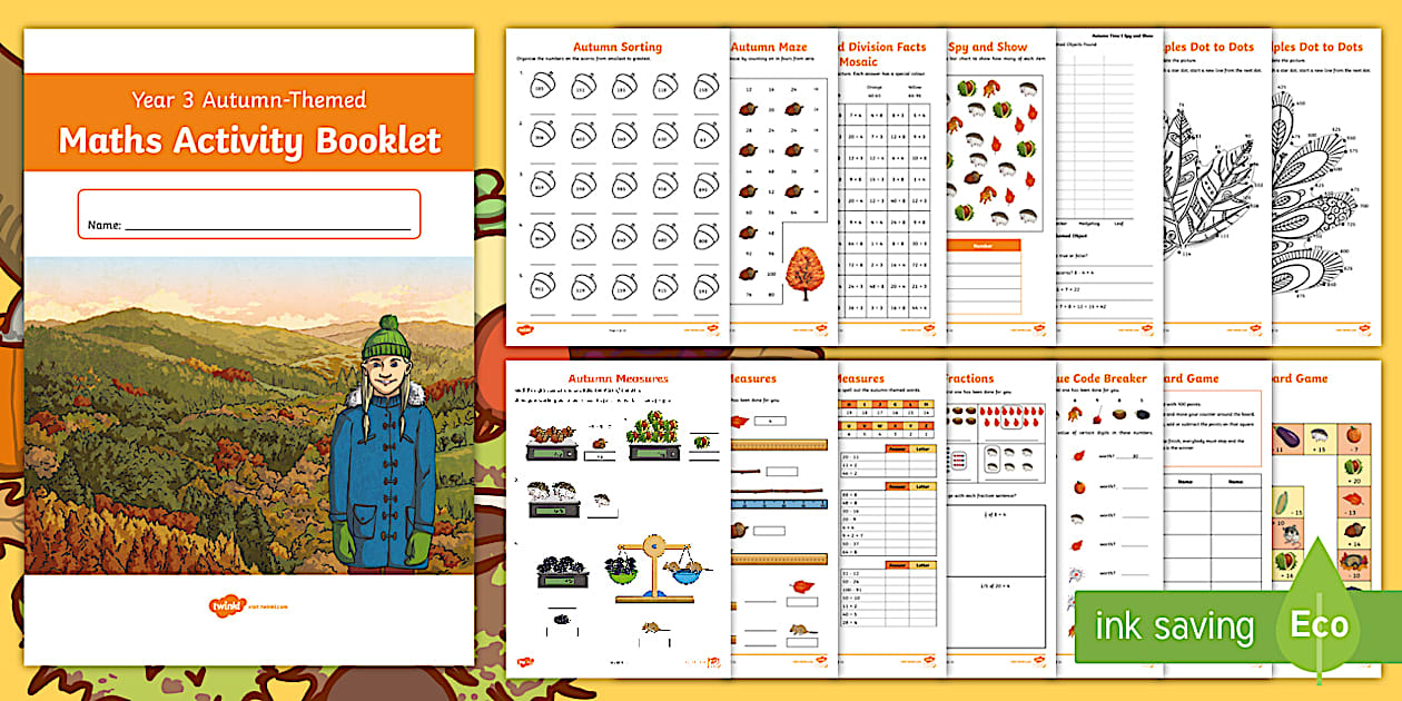 Year 3 Autumn-Themed Home Learning Maths Activity Booklet