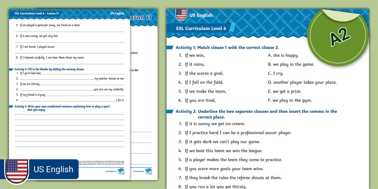 ESL Curriculum Level 6, Lesson 11 Worksheet (Lehrer gemacht)