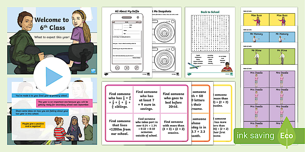 6th Class Back-To-School Activity Pack