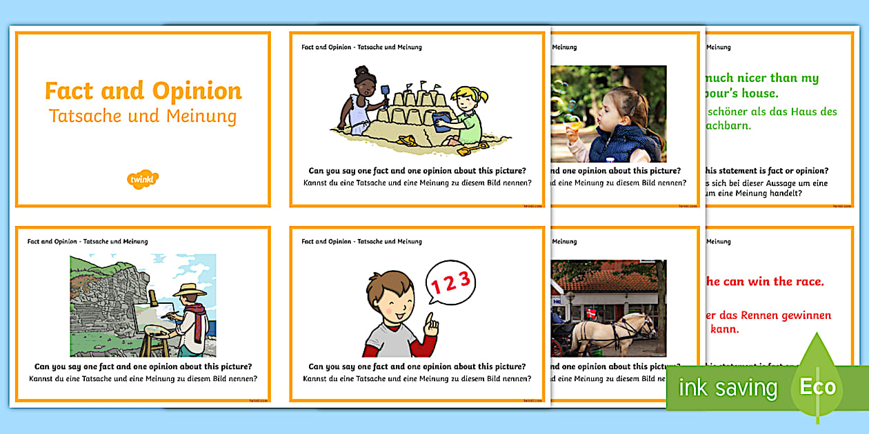 Guided Reading Skills Task Cards Fact and Opinion Cards - English/German