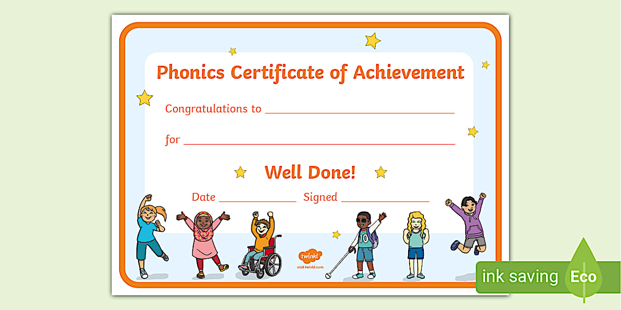 Phonics Certificate of Achievement (teacher made) - Twinkl