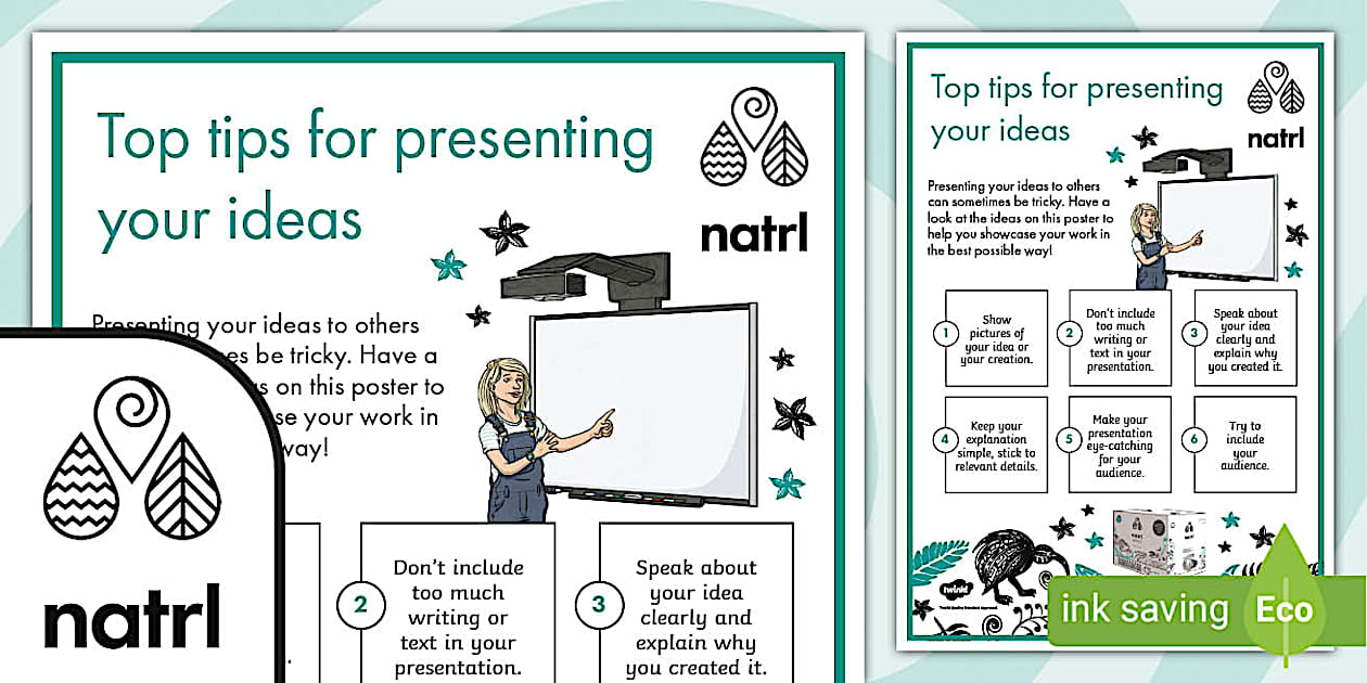 FREE! - natrl™ box water top tips for presenting your ideas poster