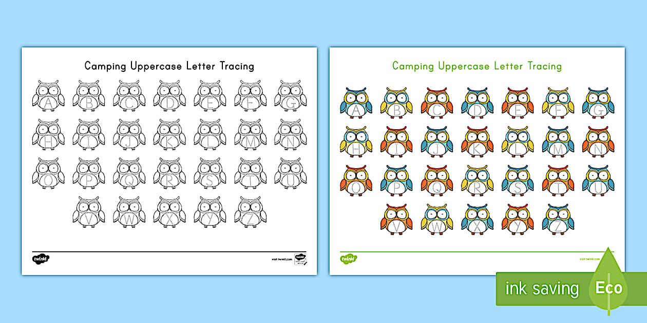 Camping Uppercase Letter Tracing Worksheet
