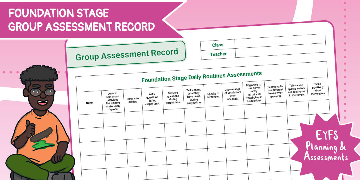NI EYFS FS Whole Class Activities Group Assessment Record