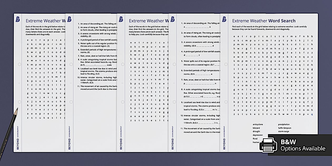 Extreme Weather Word Search (Teacher-Made) - Twinkl