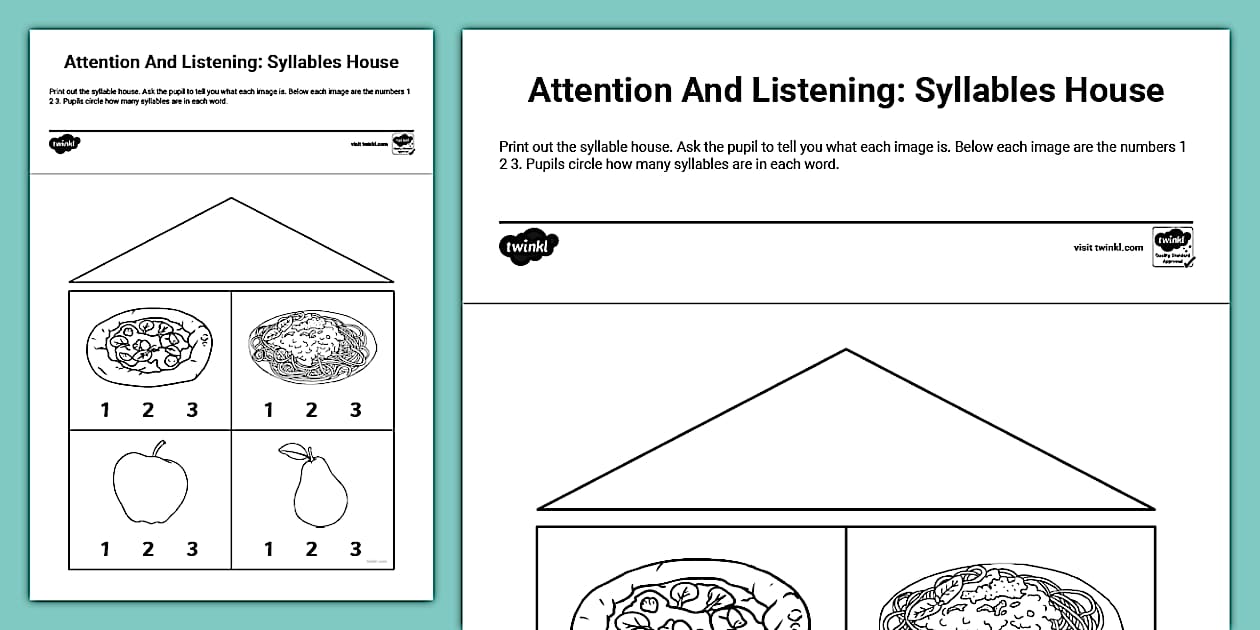 Attention And Listening: Syllable House (teacher made)
