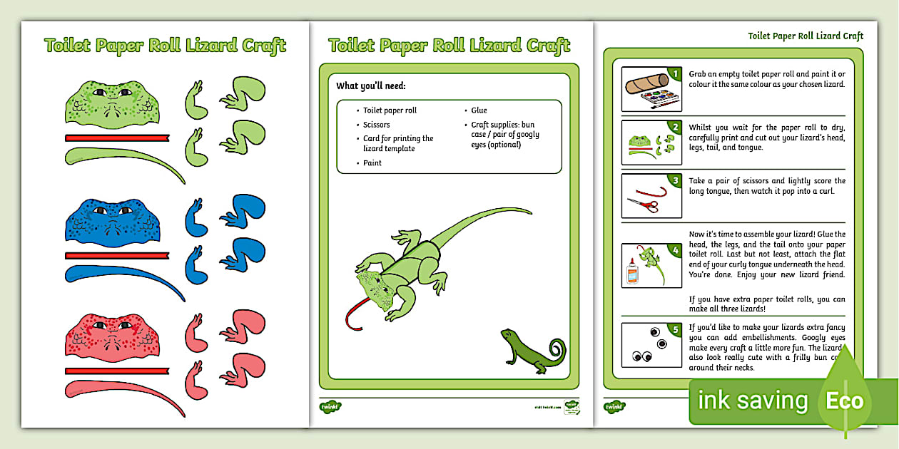 Toilet Paper Roll Lizard Craft Activity – Twinkl Resources