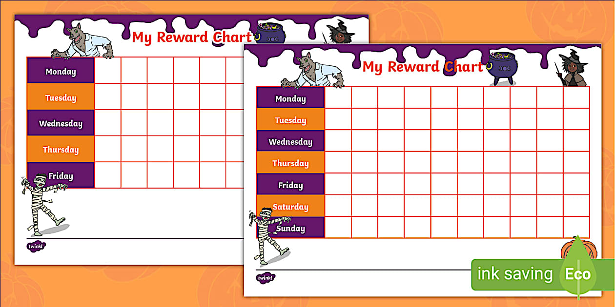 My Reward Chart Halloween, Halloween Sticker Chart - Twinkl