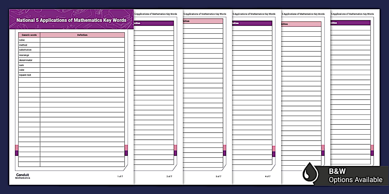 Glossary of National 5 Applications of Mathematics Terms
