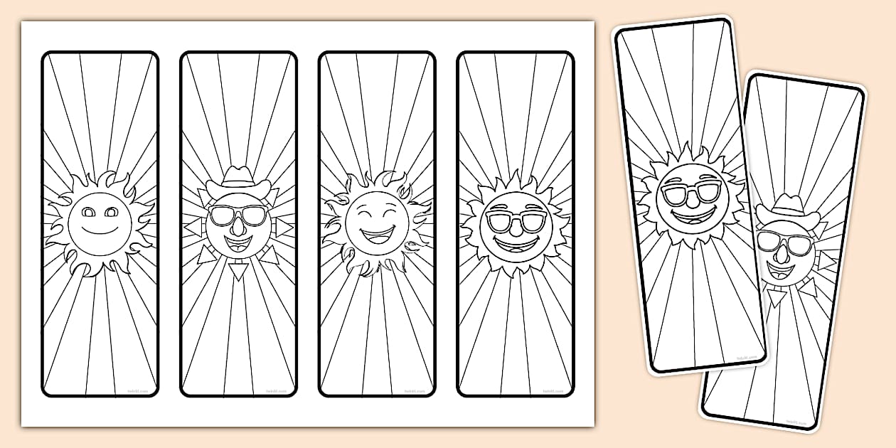 Sun Colouring Bookmarks (Teacher-Made) - Twinkl