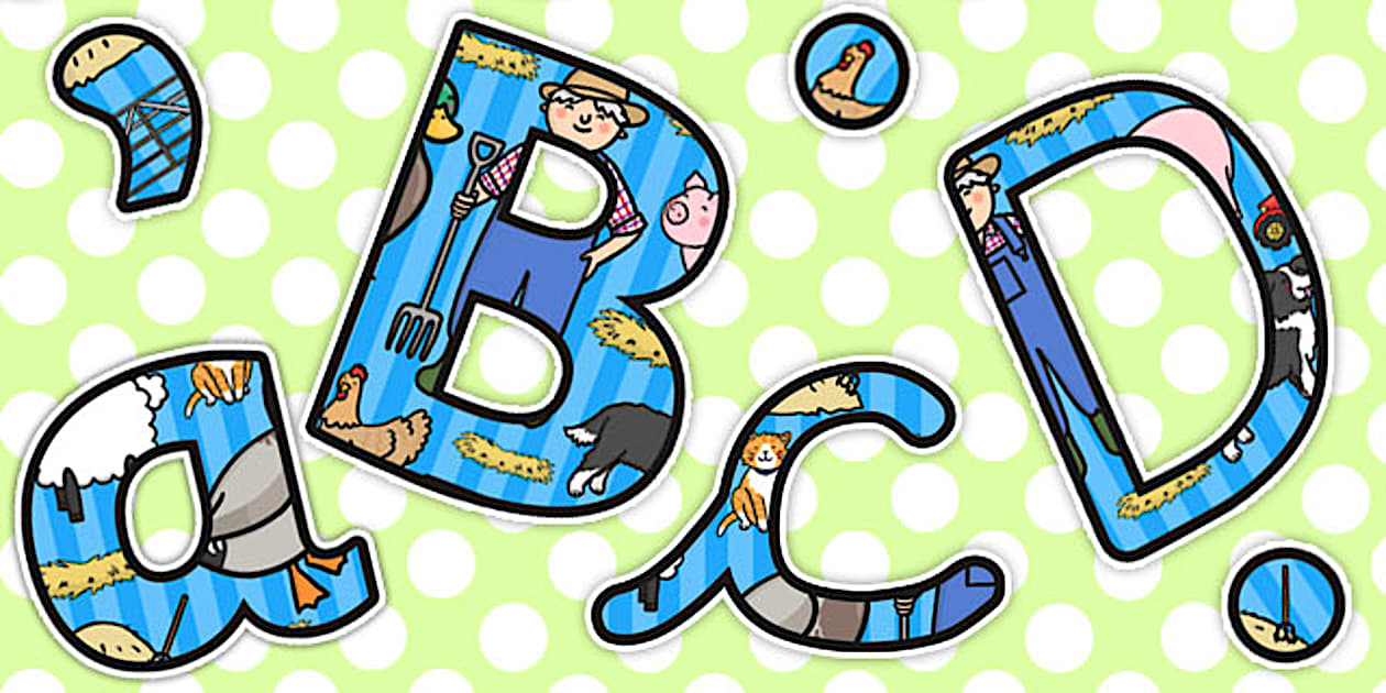 Cursive Farmer and Duck Themed Display Lettering - Twinkl