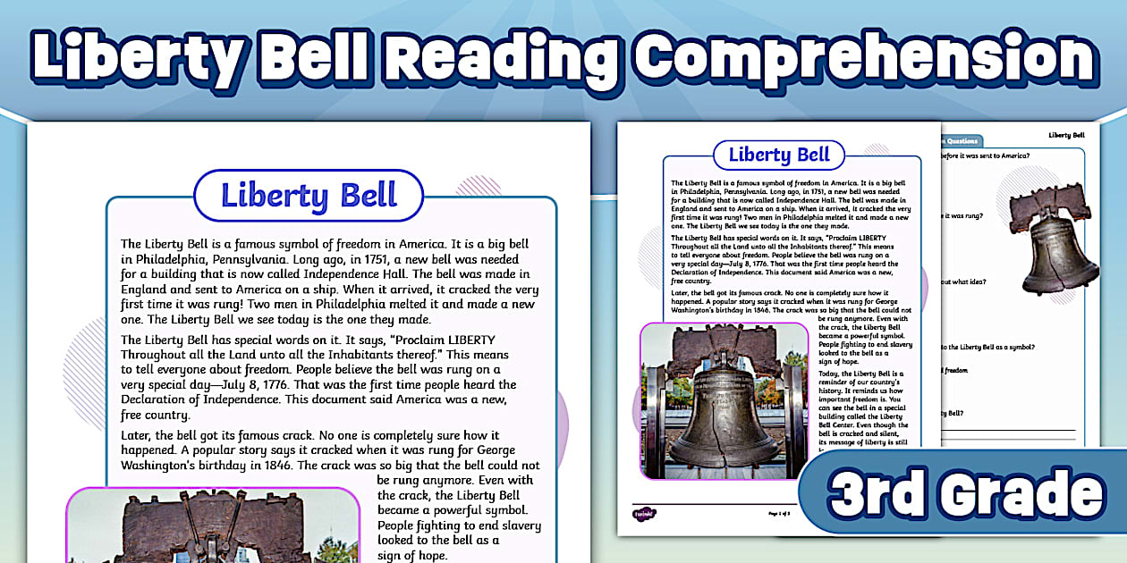Third Grade Liberty Bell Reading Comprehension Worksheet