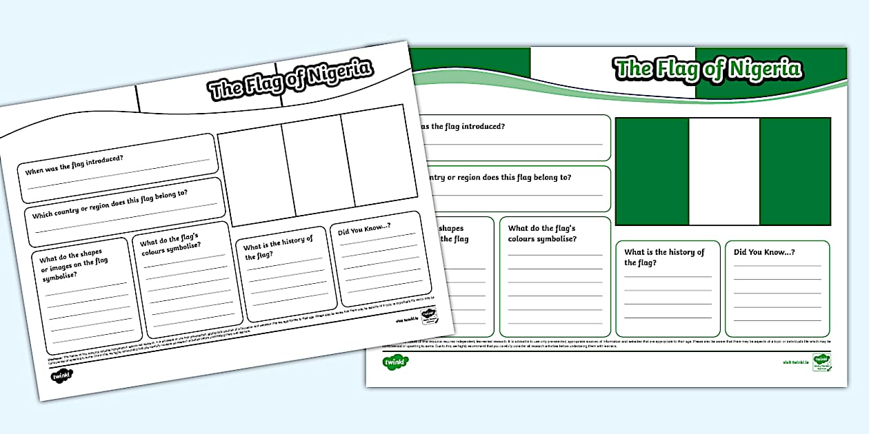 Nigeria Flag Fact File Template (teacher made) - Twinkl