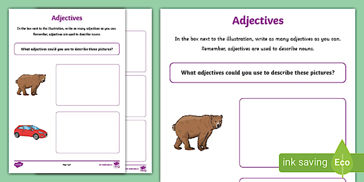 Editable Adjectives Worksheet (teacher made) - Twinkl