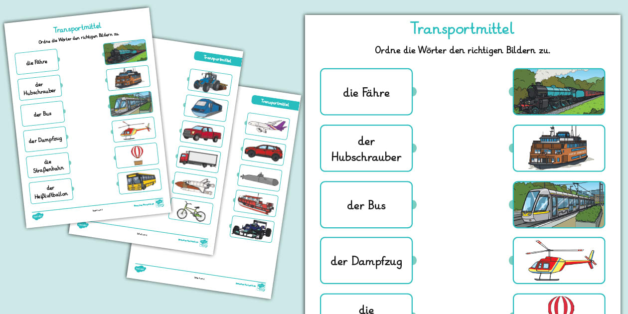 * NEW * Transportmittel - Passende Arbeitsblatt - Twinkl