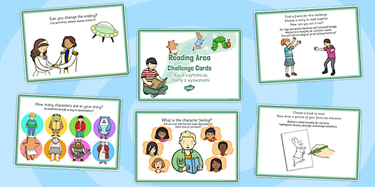 Reading Area Challenge Cards Polish Translation - Twinkl