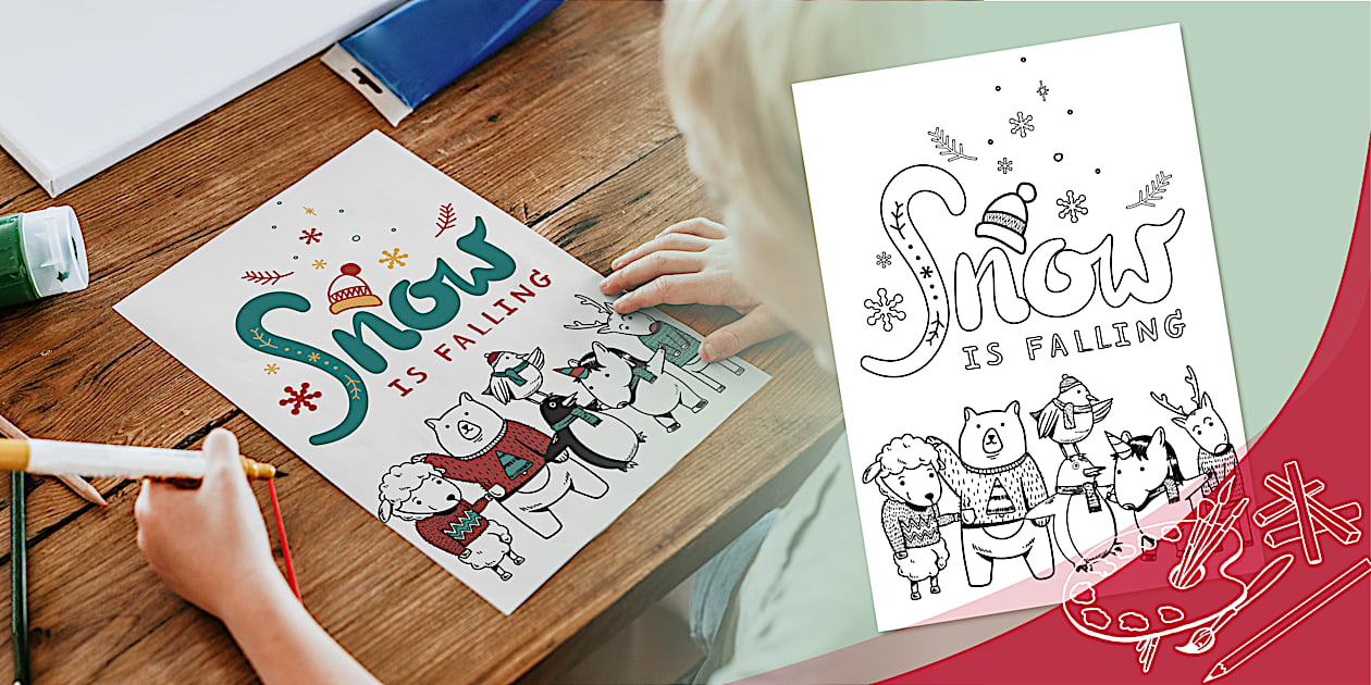 Snow Is Falling Cute Winter Animals Colouring Activity