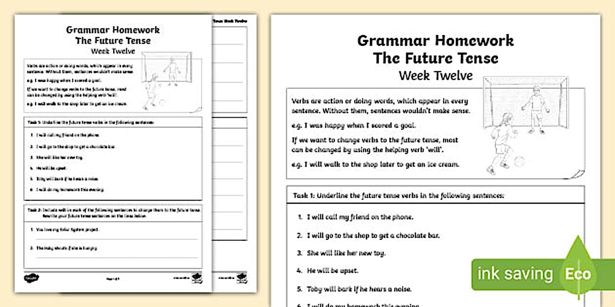 Grammar Homework Week Twelve (teacher made) - Twinkl