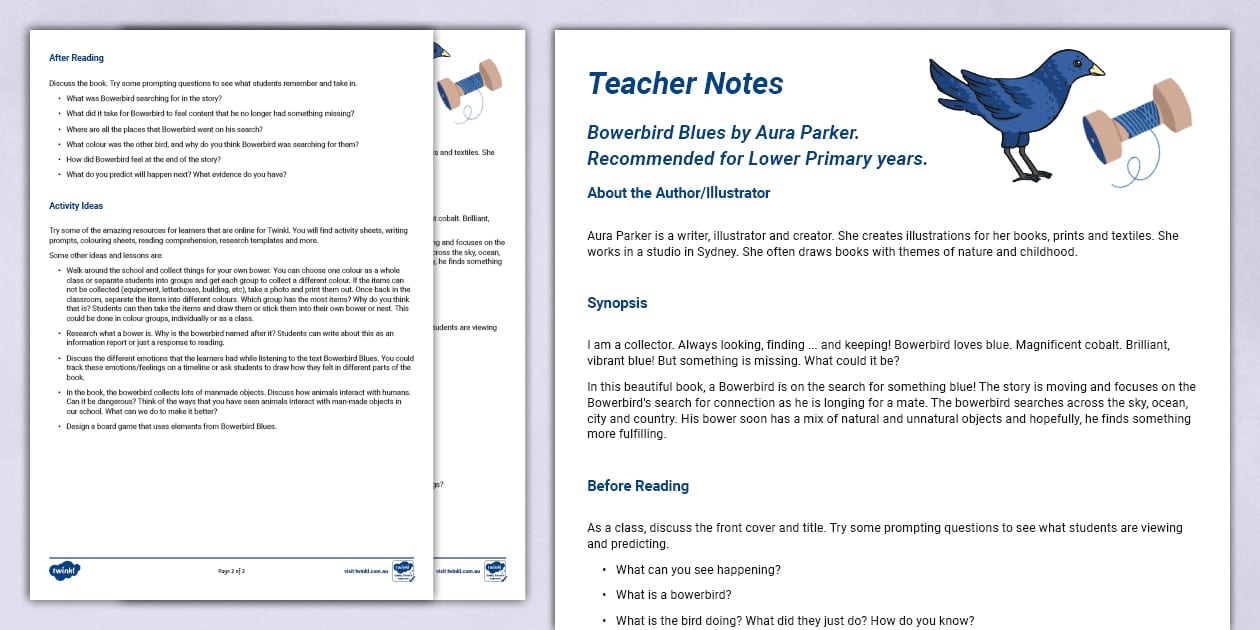 'Bowerbird Blues' Teaching Notes | Reading Comprehension