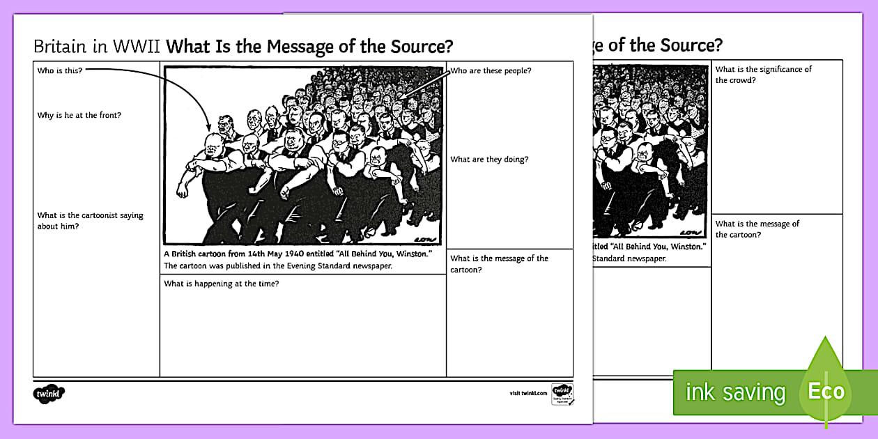 WWII Churchill Source Analysis Differentiated Worksheet / Worksheets