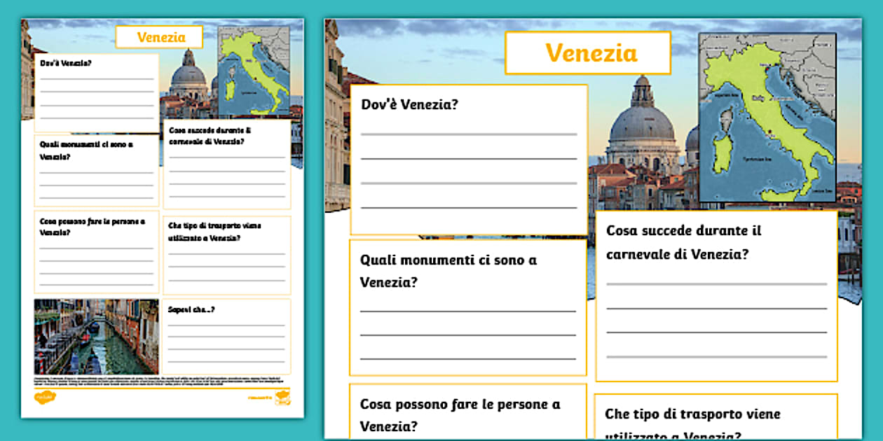* NEW * Modello di scheda informativa: Venezia - Twinkl