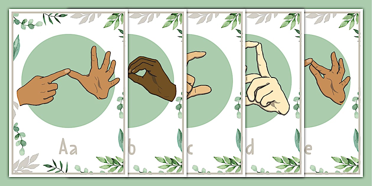 BSL Manual Finger Alphabet Botanical Display Posters