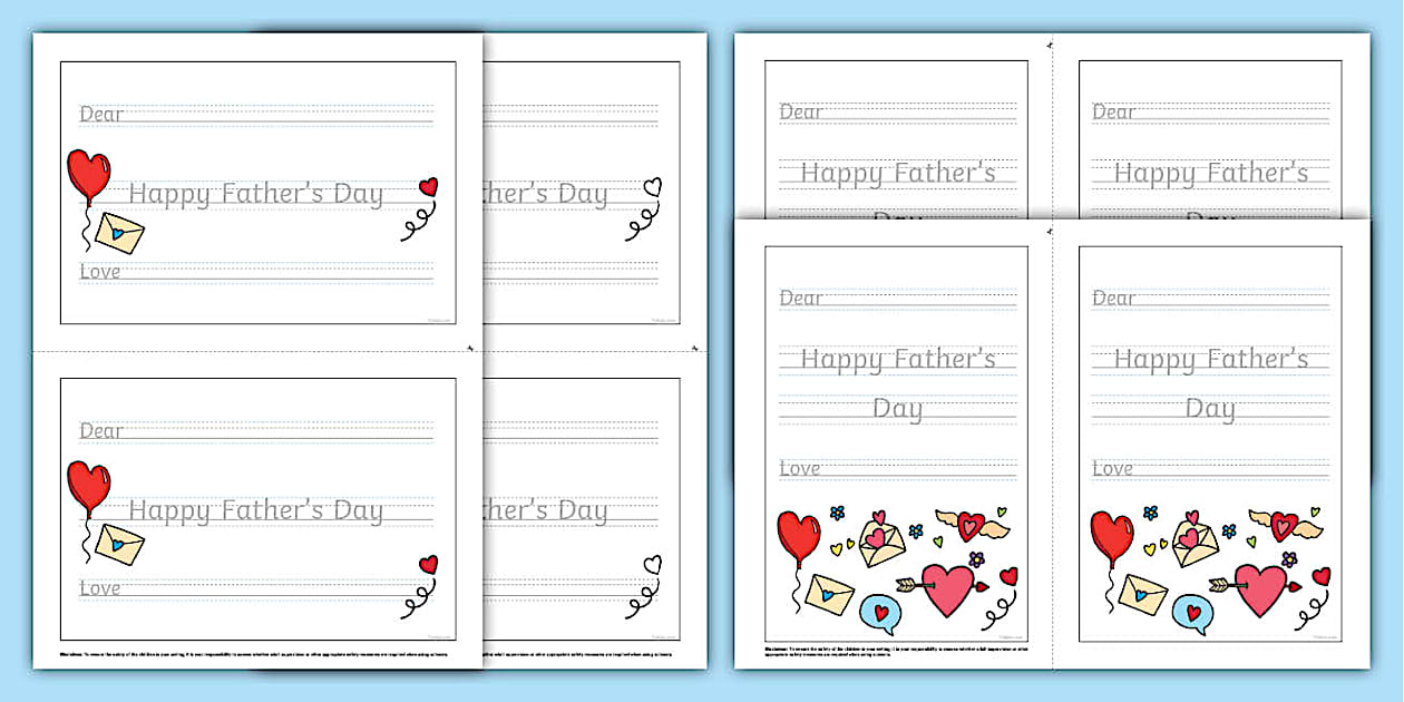 Father's Day Handwriting Template Card Insert - Twinkl