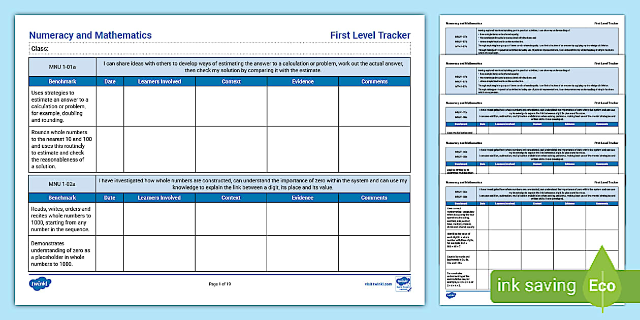 First Level Numeracy and Mathematics Benchmarks Tracker