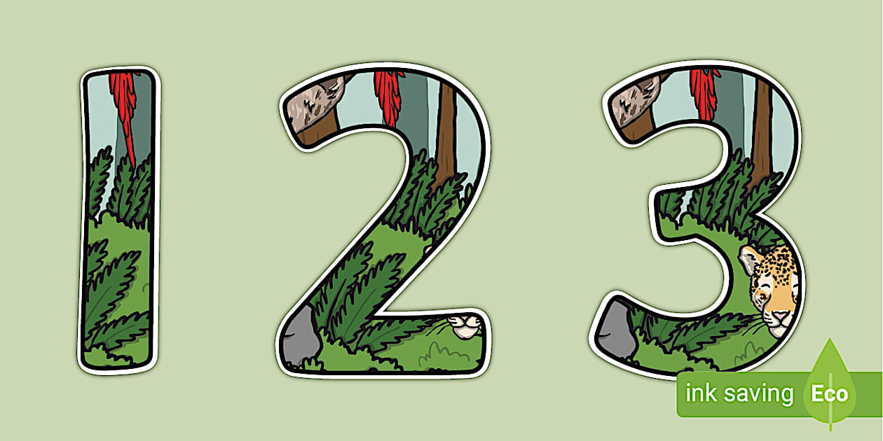 Jungle Themed Display Numbers (teacher made) - Twinkl