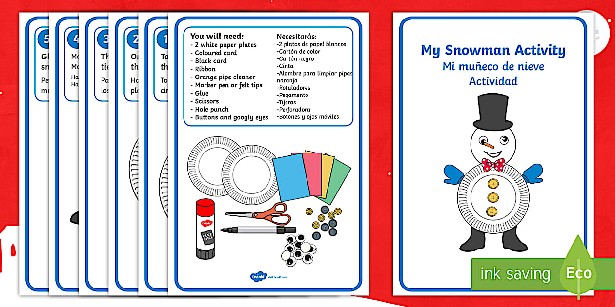 My Snowman Craft Instructions English/Spanish (teacher made)