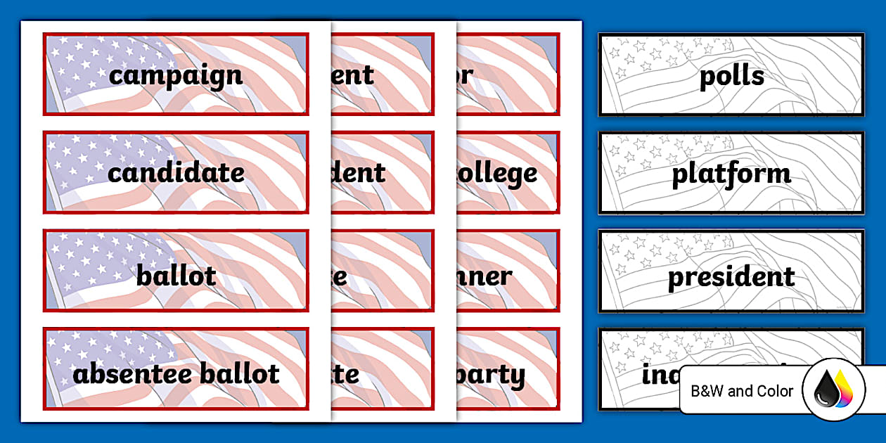 Election Words Printable Word Wall Cards | Twinkl USA