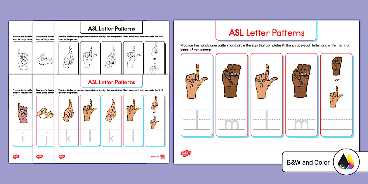 ASL Letter Patterns Activity Sheet for Kids | Twinkl USA