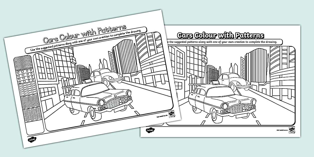 Cars Colour with Patterns Activity (teacher made) - Twinkl