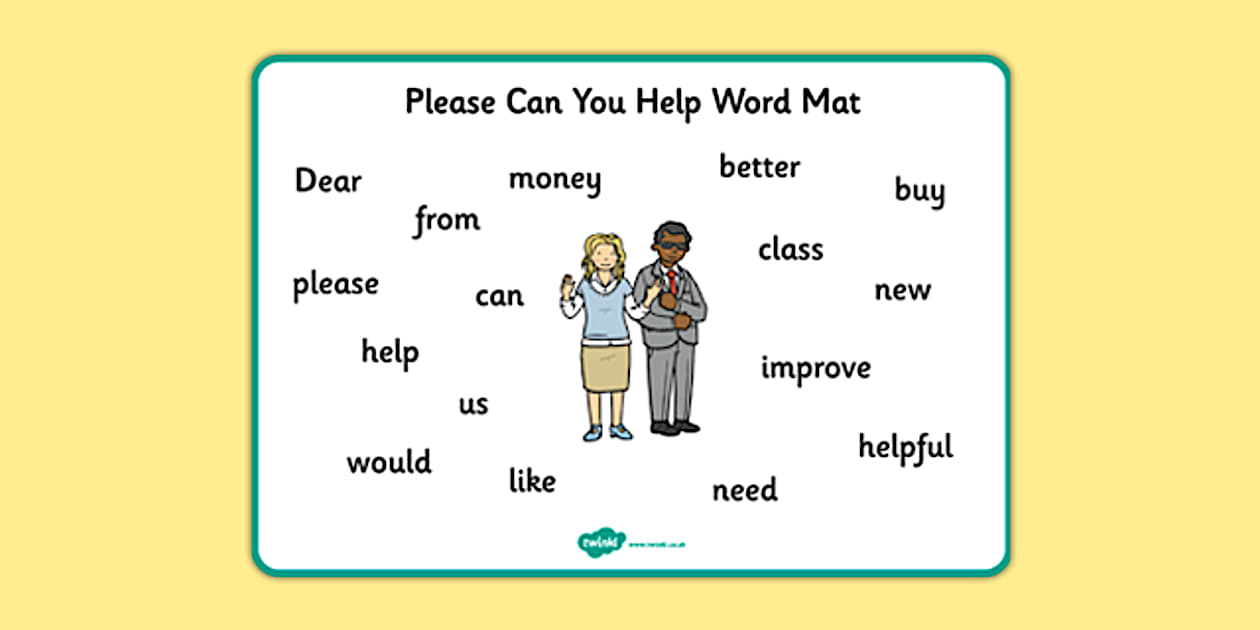 Cursive Please Can You Help Word Mat (teacher made) - Twinkl