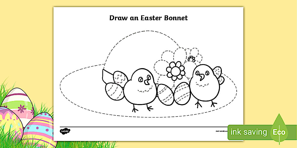 EYFS Draw an Easter Bonnet Pencil Control Activity - Twinkl