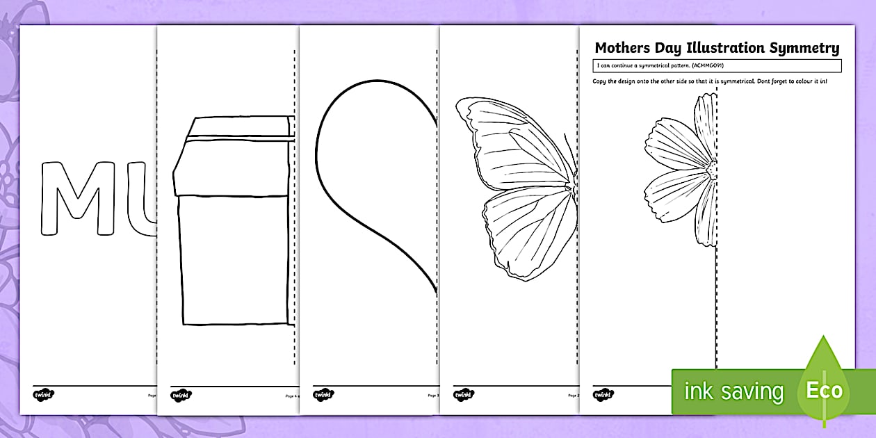 Mother's Day Illustration Symmetry Worksheet / Worksheet