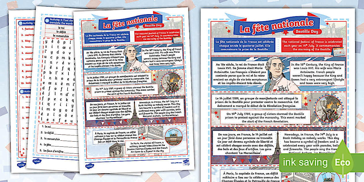 👉 Brilliant Bastille Day Reading Activity | Twinkl | French