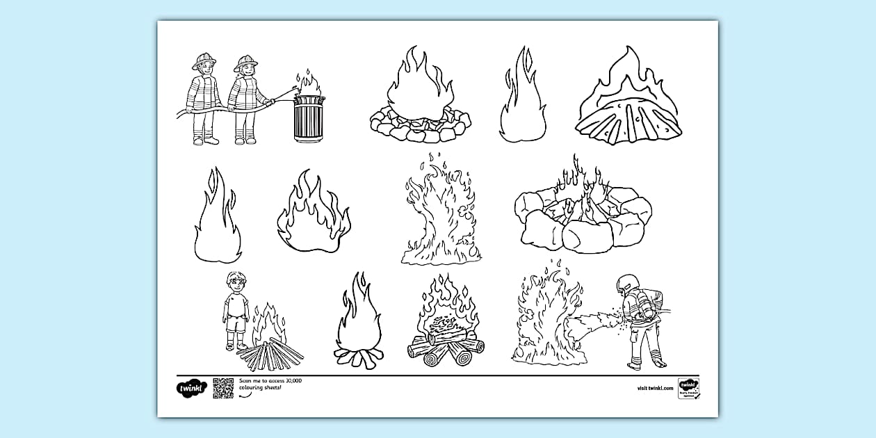 Fire Doodle Colouring Page (l'enseignant a fait) - Twinkl