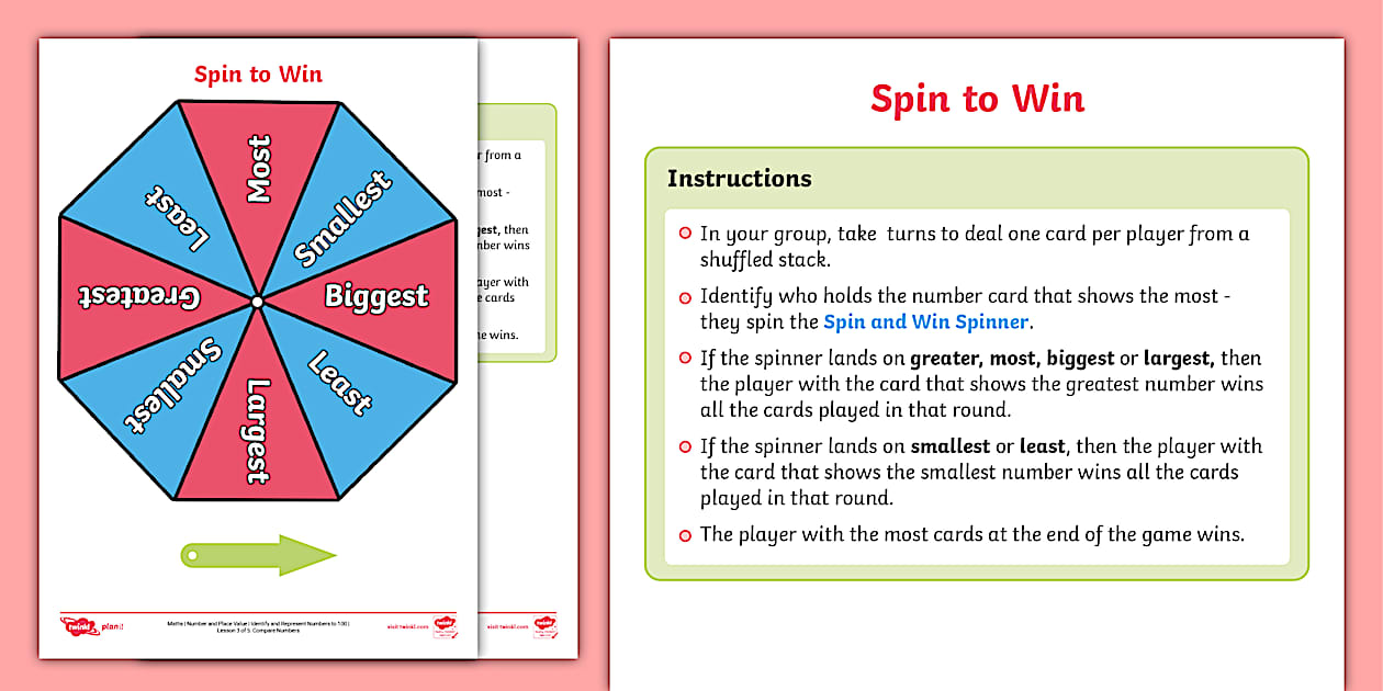 👉 Year 1 Most and Least Spin to Win Maths Game - Twinkl