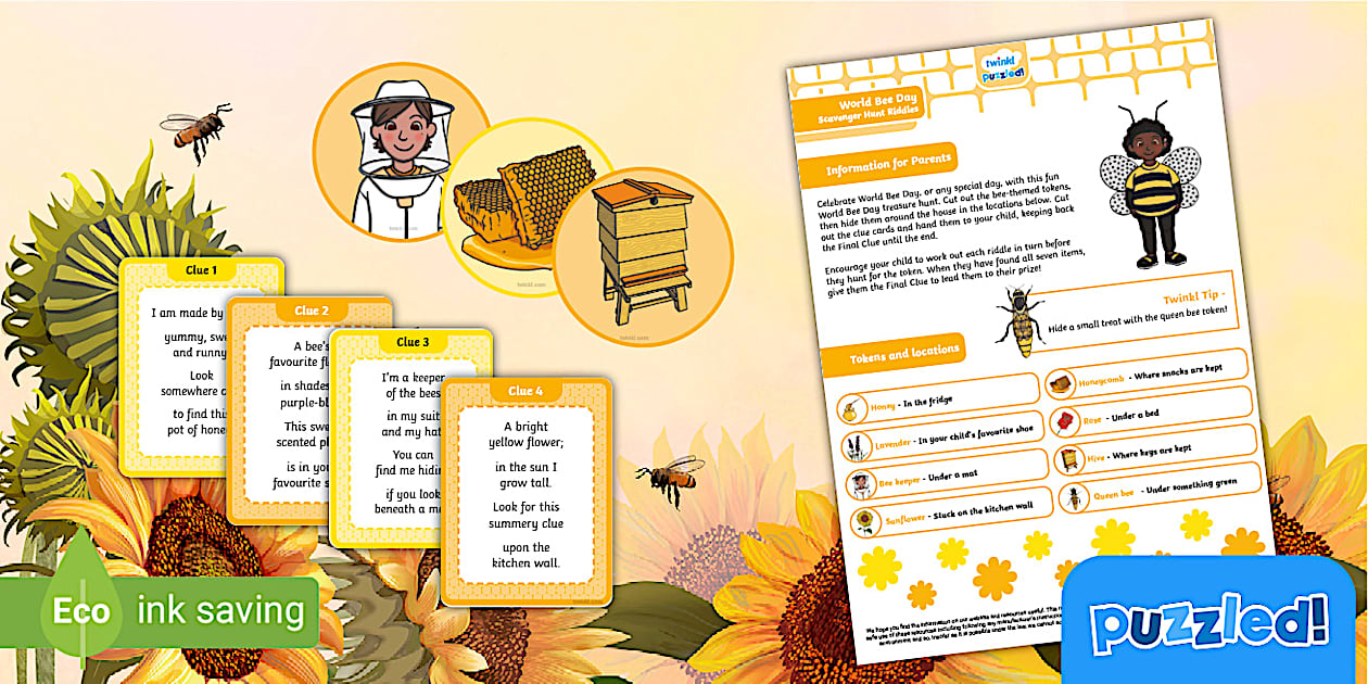 Bee-themed treasure hunt riddles - Twinkl Puzzled - Twinkl