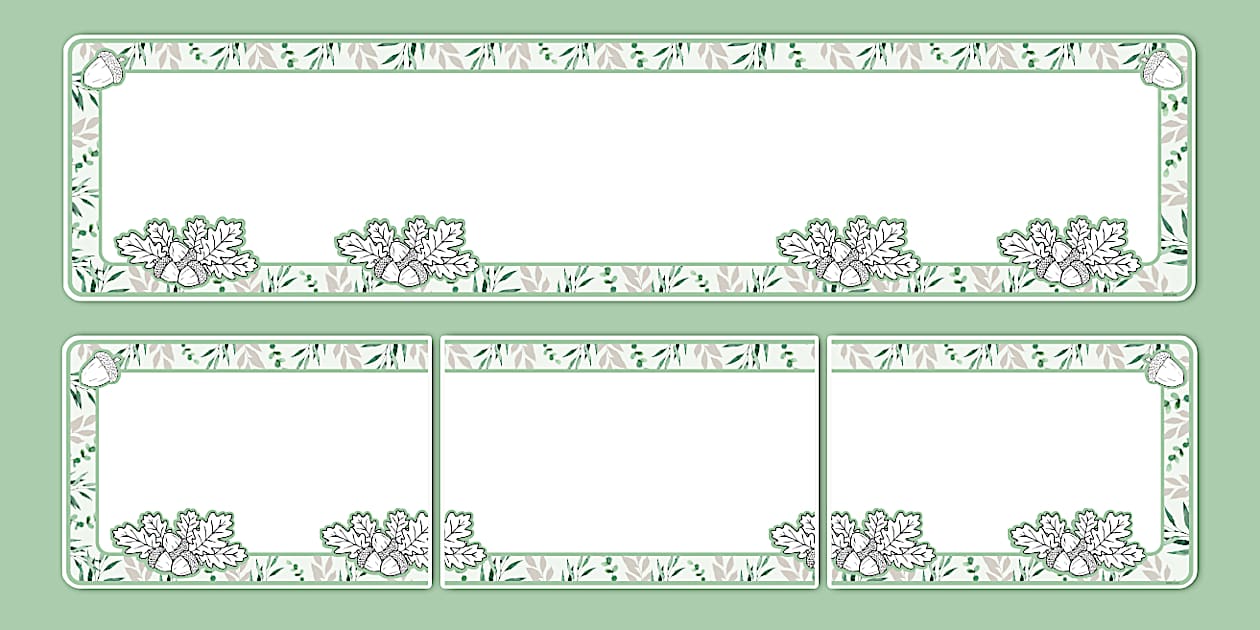 Muted Botanical Themed Acorn Display Banner (teacher made)