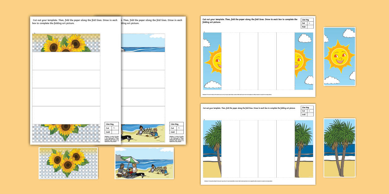 Summertime Folding Art Template Pack (teacher made) - Twinkl